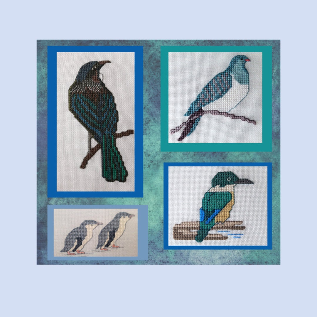 New Zealand Birds Cross Stitch Pattern: Tui, Kereru, Kingfisher ...