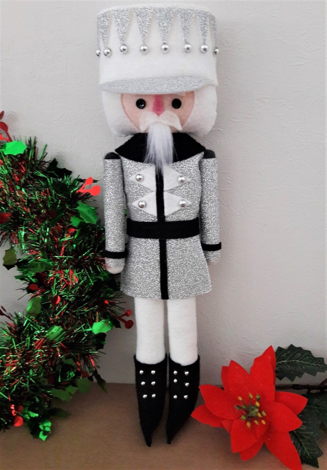 Nutcracker Felt Christmas Decoration in Silver Downloadable Pattern - Etsy