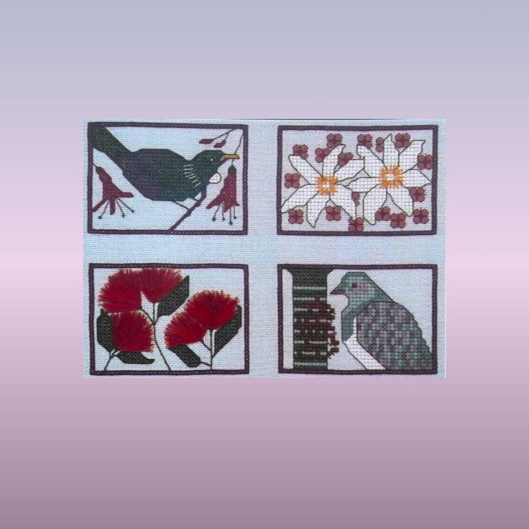 Buy Tui, Kereru, Clematis and Rata Cross Stitch in the NZ Forest ...