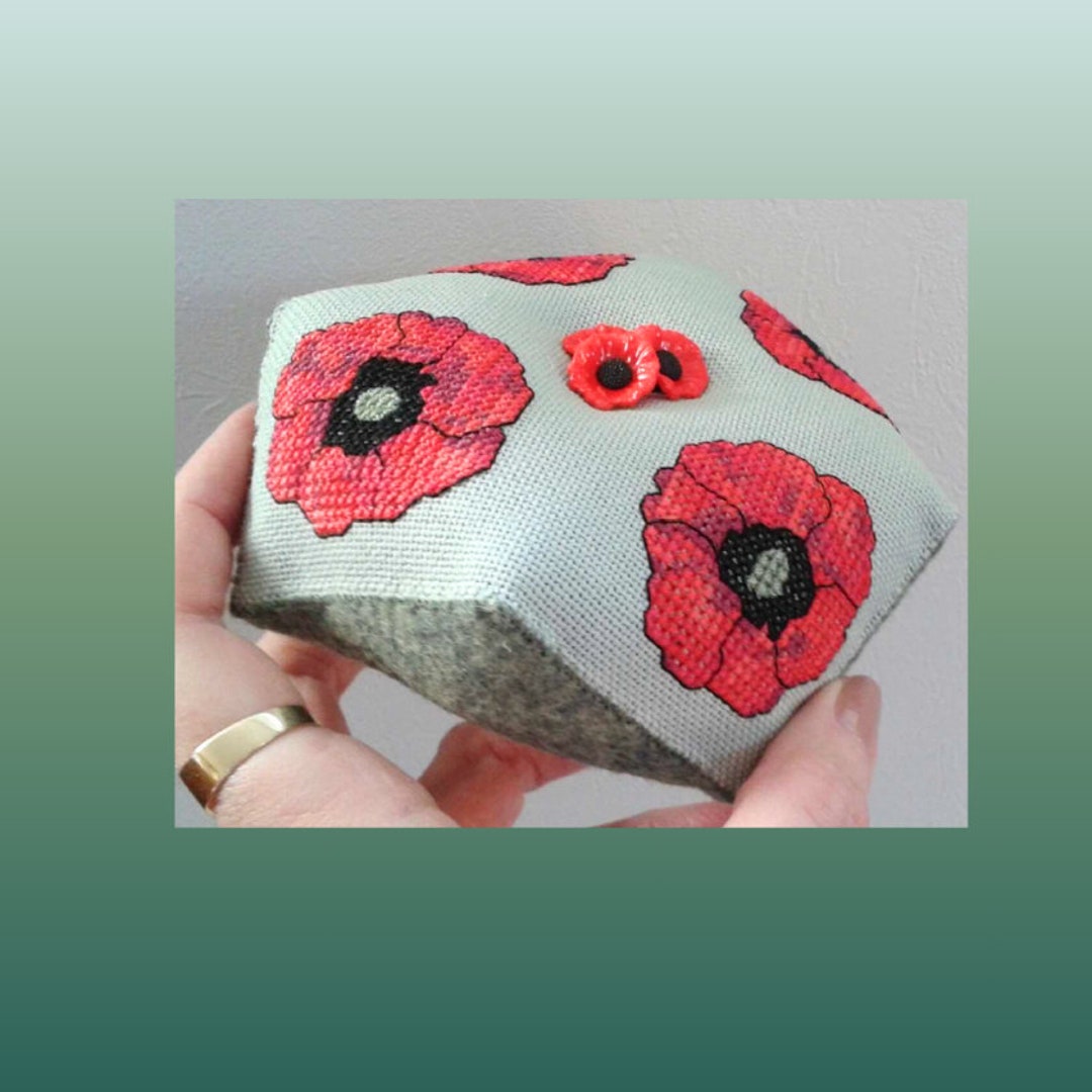 Poppy Biscornu Pincushion Cross Stitch Pattern by Cherry Parker - Etsy