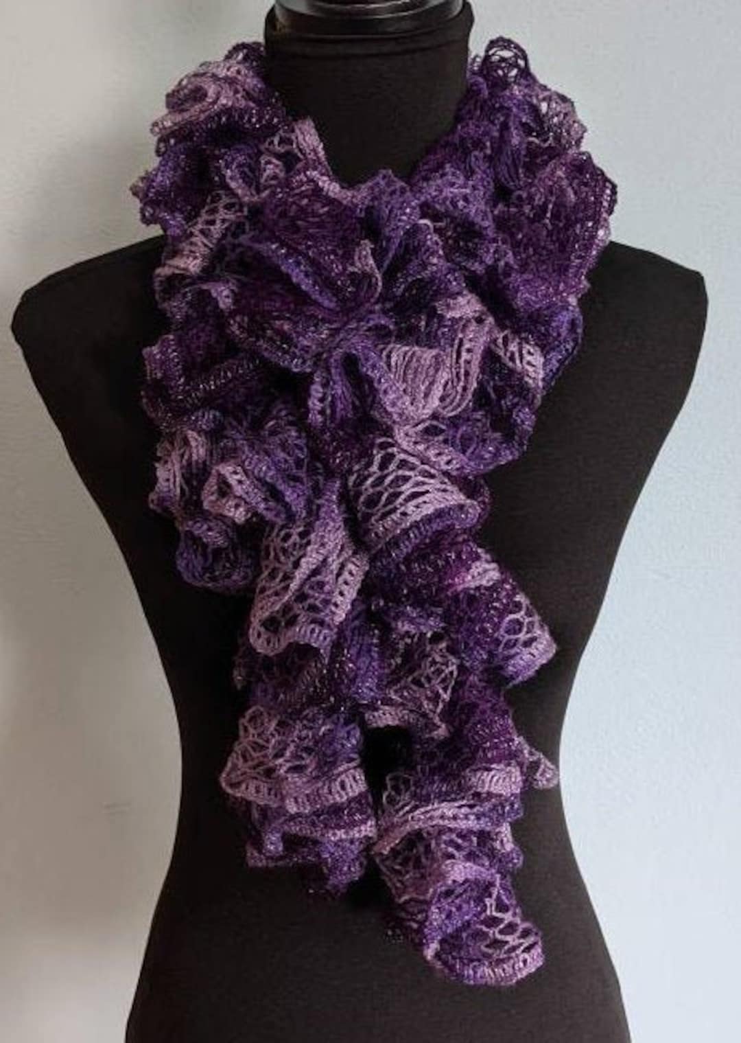 Purple Ruffle Scarf, Violet Frilly Scarf, Lace Scarf--free SHIPPING - Etsy