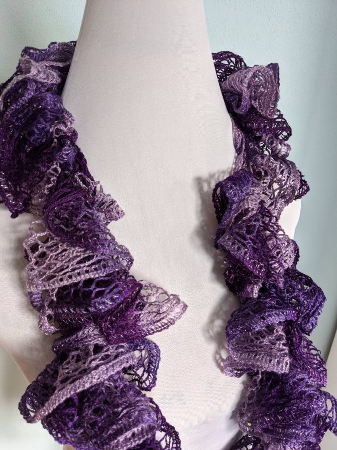Purple Ruffle Scarf, Violet Frilly Scarf, Lace Scarf--free SHIPPING - Etsy