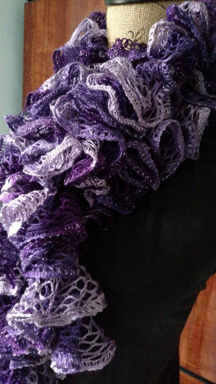 Purple Ruffle Scarf, Violet Frilly Scarf, Lace Scarf--free SHIPPING - Etsy
