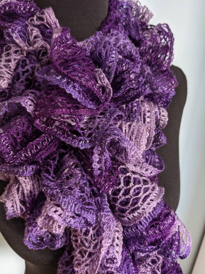Purple Ruffle Scarf, Violet Frilly Scarf, Lace Scarf--free SHIPPING - Etsy