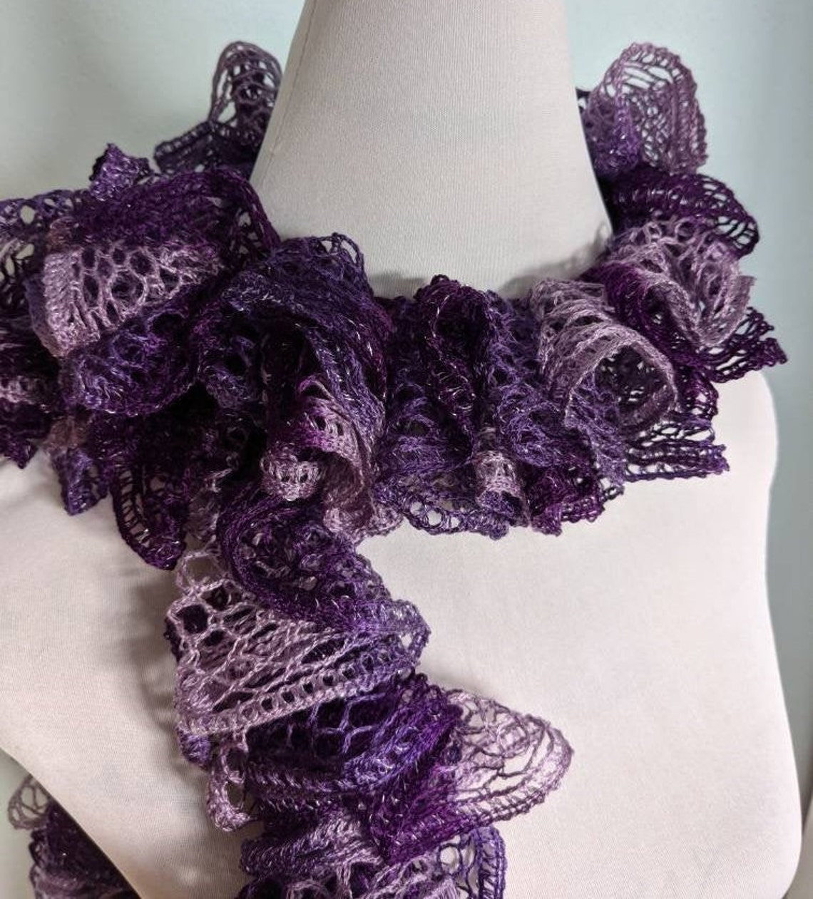 Purple Ruffle Scarf, Violet Frilly Scarf, Lace Scarf--free SHIPPING - Etsy