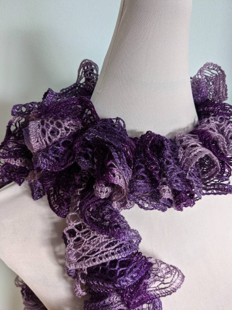 Purple Ruffle Scarf, Violet Frilly Scarf, Lace Scarf--free SHIPPING - Etsy