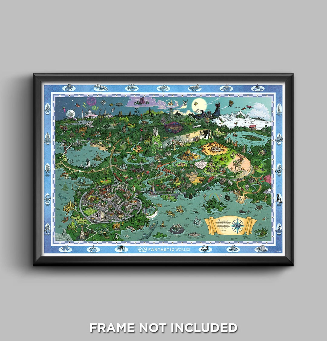 D23 Fantastic Worlds Map Poster Print Reproduction Attraction Walt ...