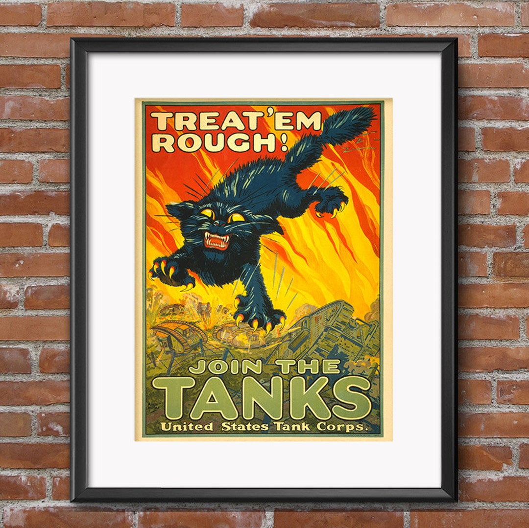 United States Tank Corp Poster Print World War Black Cat Recruiting ...