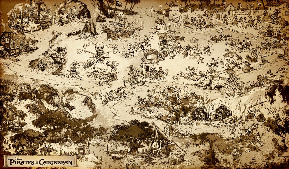 Pirates of the Caribbean Map Print Set of 3 Poster Concept Art - Etsy