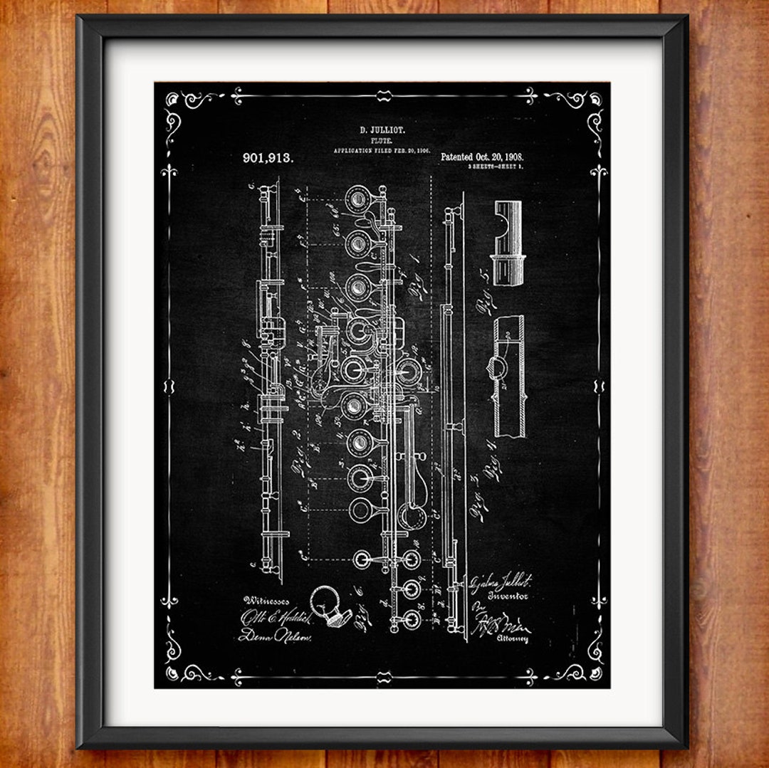 Flute Art Flute Gifts Flute Patent Gifts for Flute Players Flute Poster ...