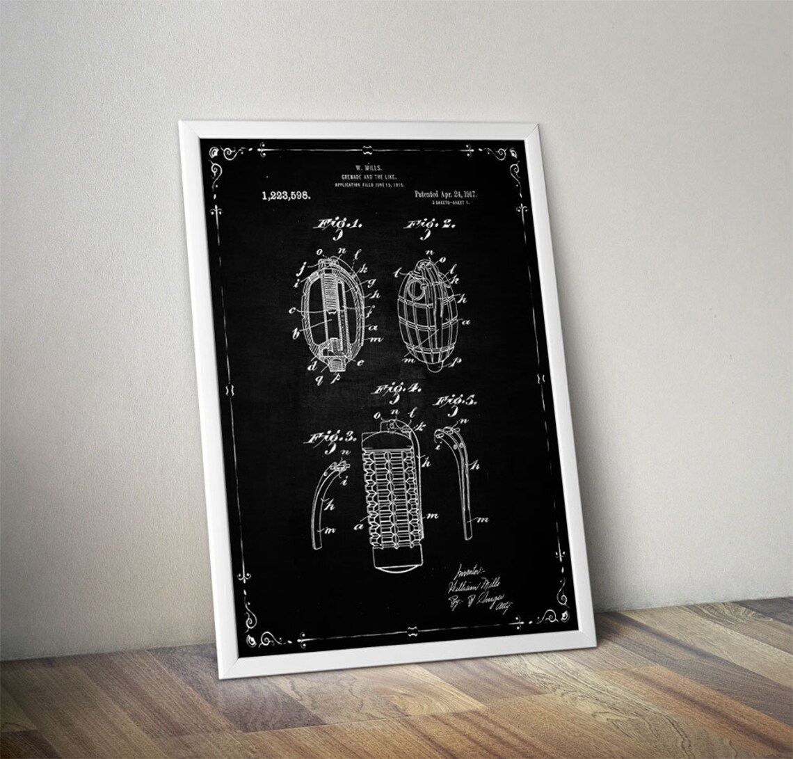 Grenade Poster Military Grenade Print Military Gifts Art | Etsy