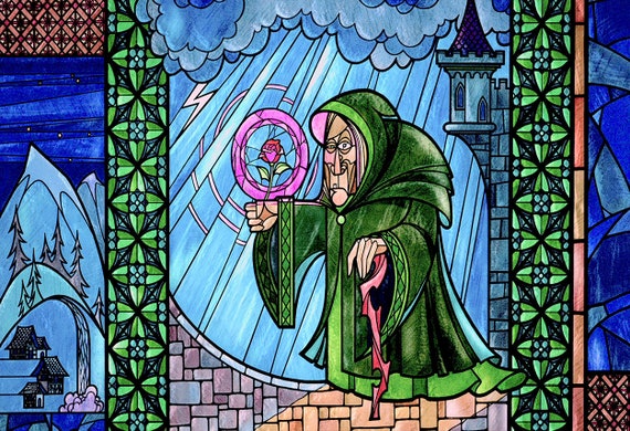 Disney Beauty And The Beast Stained Glass