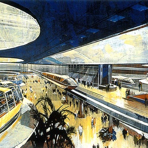 Epcot Center Transportation Lobby Print Poster Peoplemover Monorail ...