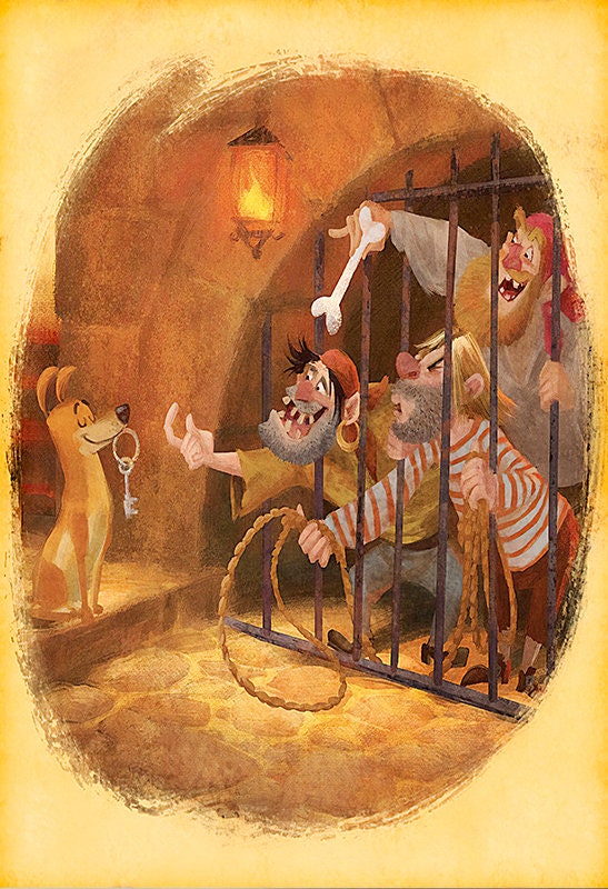 Pirates of the Caribbean Jail Scene Dog With Key Poster sold by Brian ...