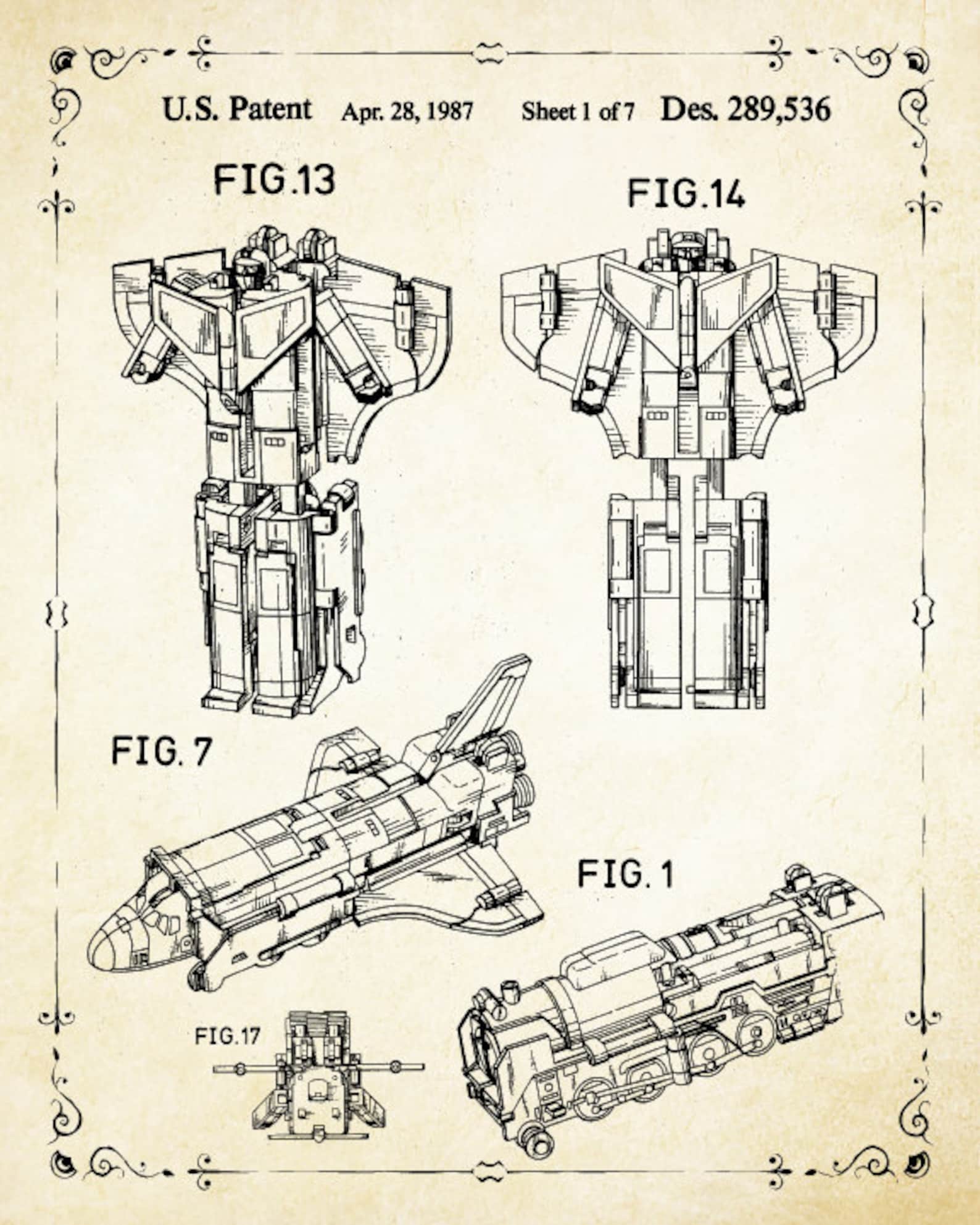 Transformers G1 Decepticons Megatron Patent Print SET OF 6 | Etsy