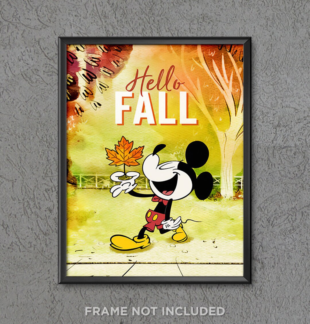 Mickey Mouse Autumn Fall Poster Print Thanksgiving Season Wall Art ...