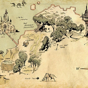 Tangled Map Print Poster Rapunzel Flynn Ryder Maximus Mother Gothel ...