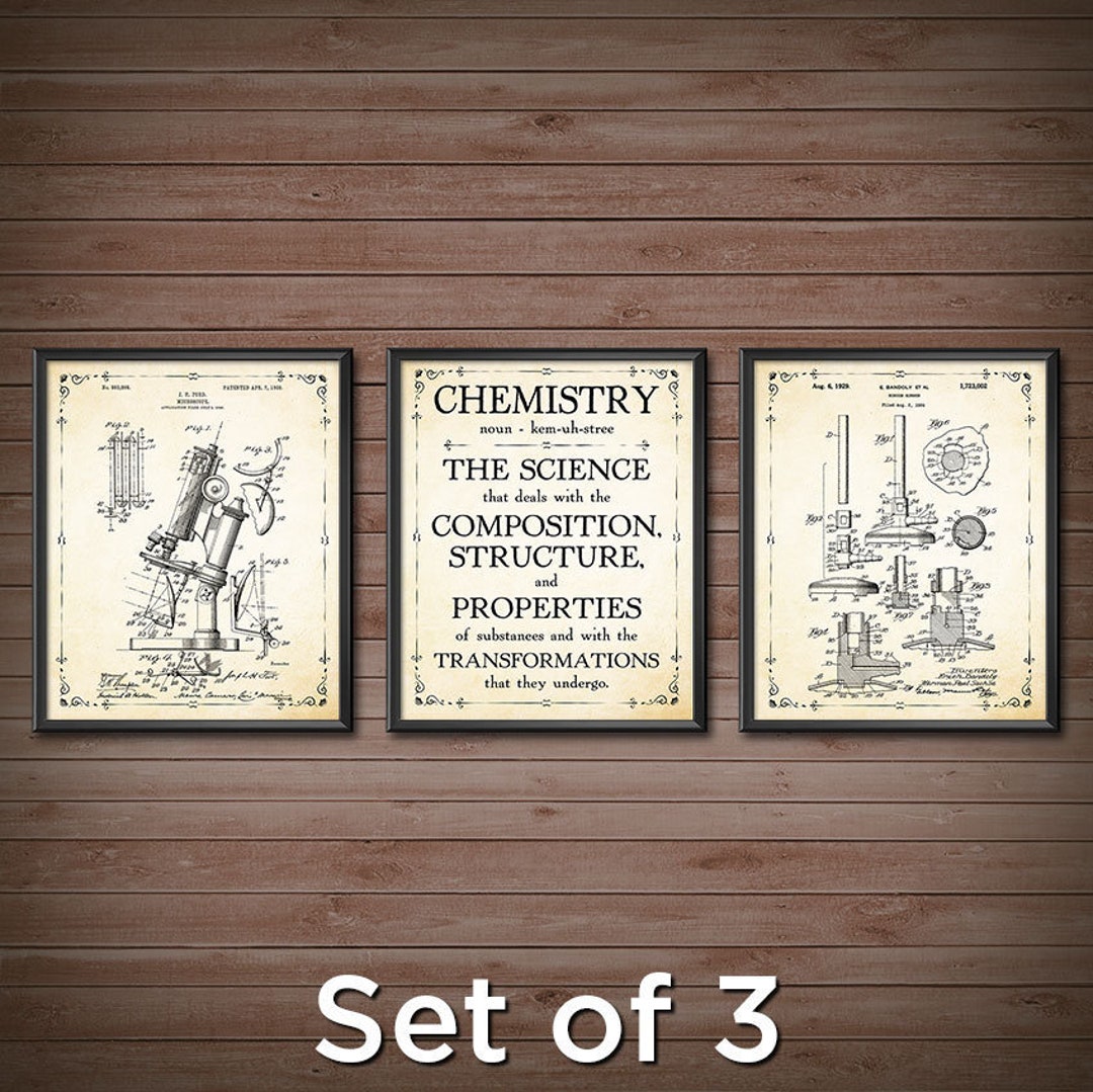Chemistry Wall Decor Print Set SET OF 3 Scientist Chemistry Print ...