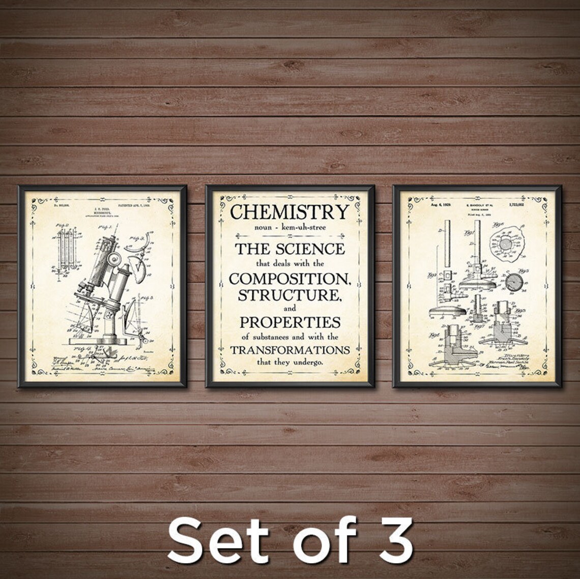 Chemistry Wall Decor Print Set SET OF 3 Scientist - Etsy