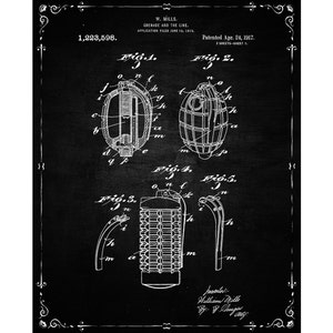 Grenade Poster, Military Grenade Print, Military Gifts Art, Hunting ...