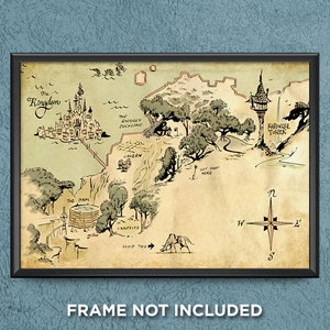 Tangled Map Print Poster Rapunzel Flynn Ryder Maximus Mother Gothel ...