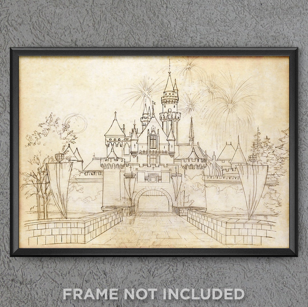 Disneyland Sleeping Beauty Castle Concept Art Sketch Poster - Etsy