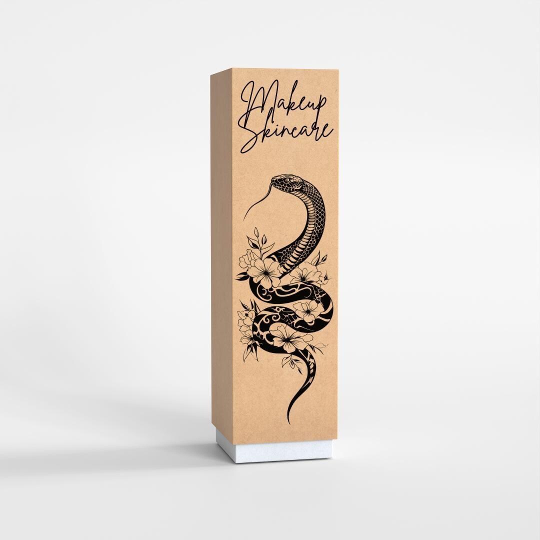 Floral Snake Tattoo SVG – Blackwork Reptile Clipart, Botanical Snake ...