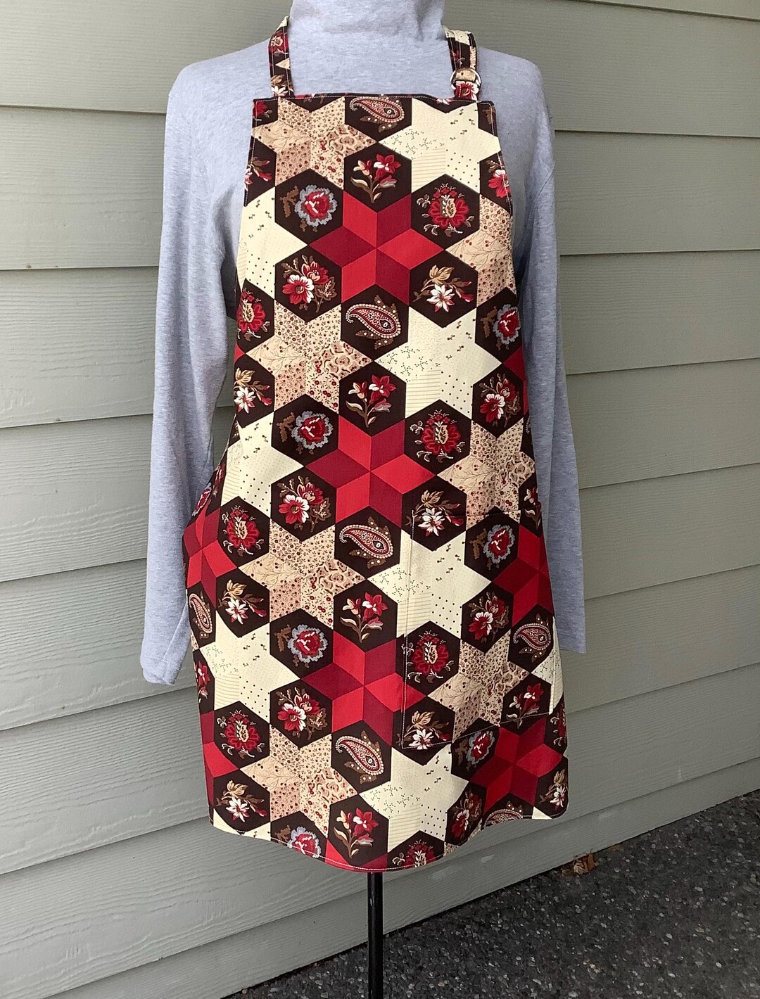 Apron, Quilt Print, Kitchen Apron, Pocket Apron, Housewarming Gift ...