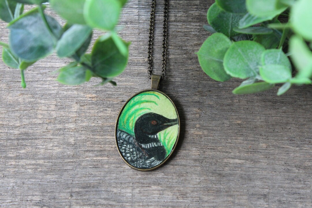 Loon Bird Necklace | Tiny Art Resin Jewelry, Hand Painted Necklace ...