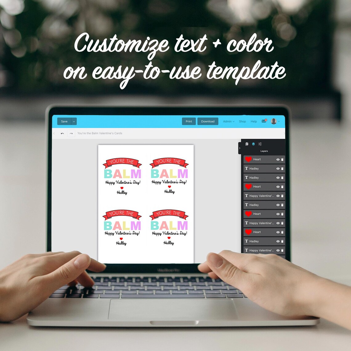 Printable Lip Balm Valentines, You're the Balm Custom Cards for ...