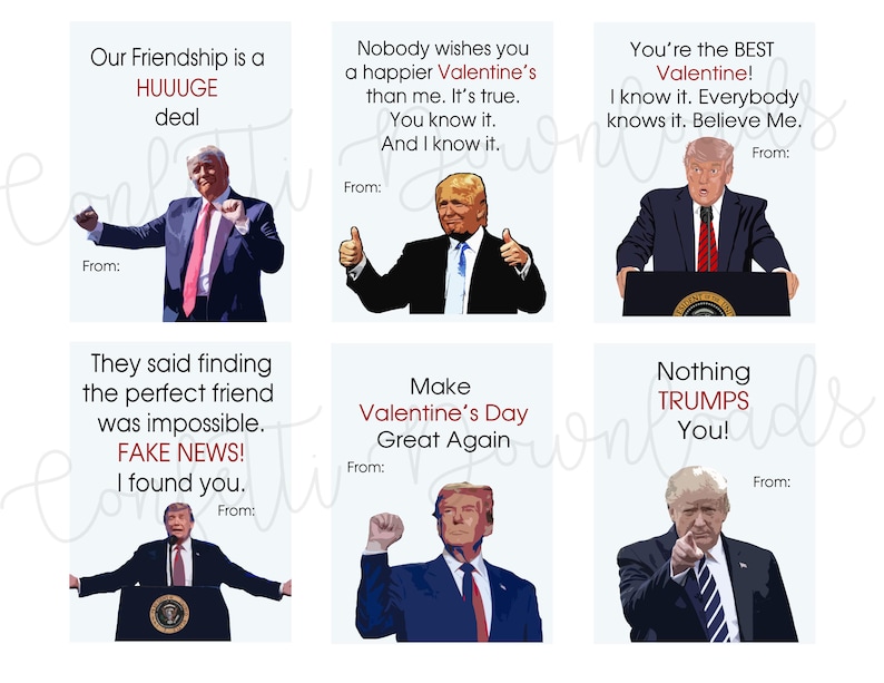 Printable Trump Valentines Day Cards, Classroom Valentines Cards ...