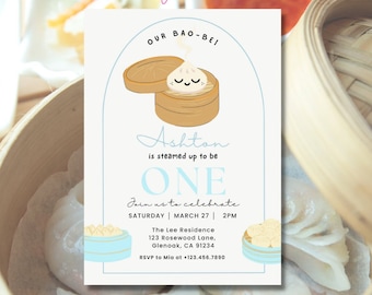 Little Dumpling Birthday Invitation/xiao Long Bao Bun Jiao Zi Dimsum ...