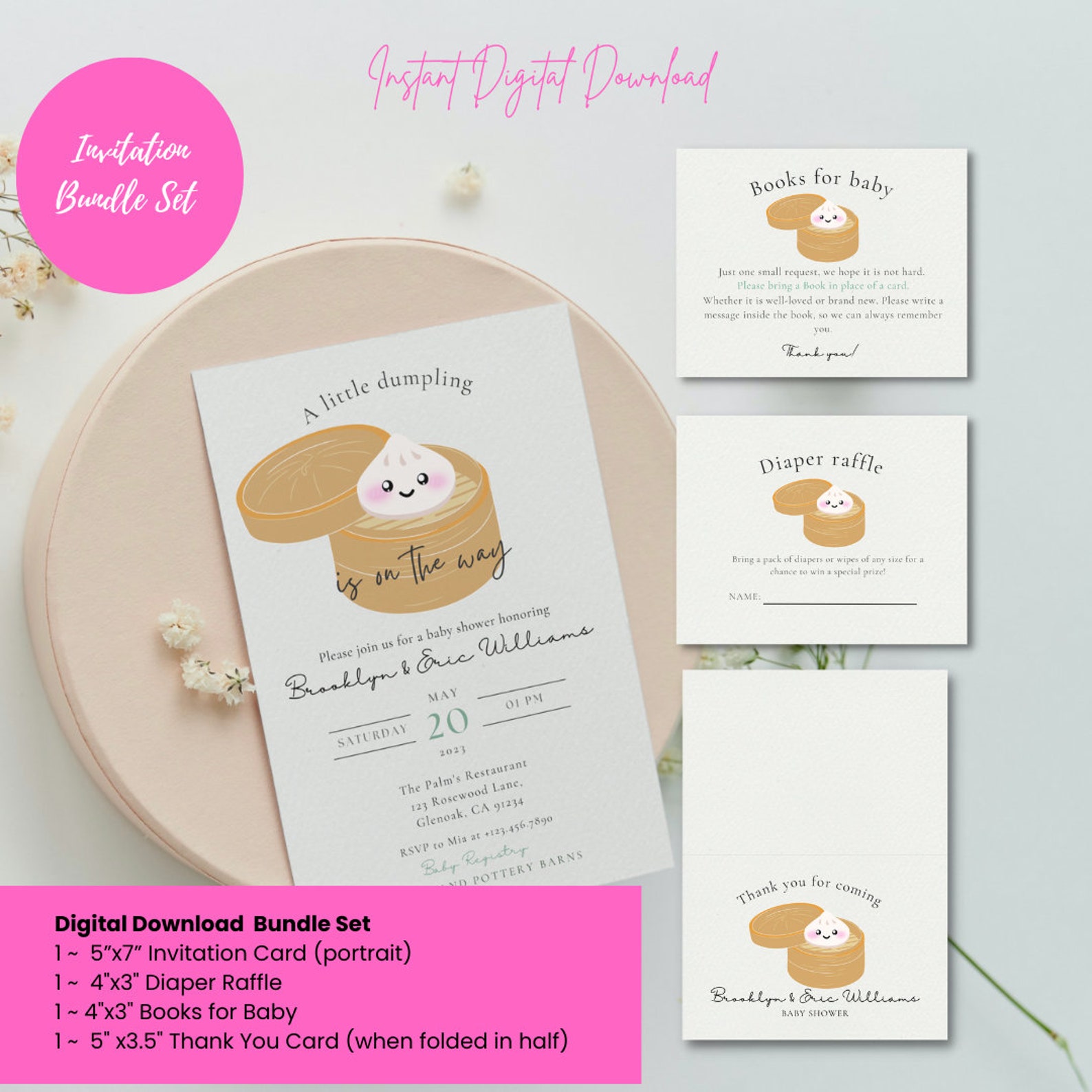 Little Dumpling Baby Shower Invitation/dumpling on the Way Dim Sum ...