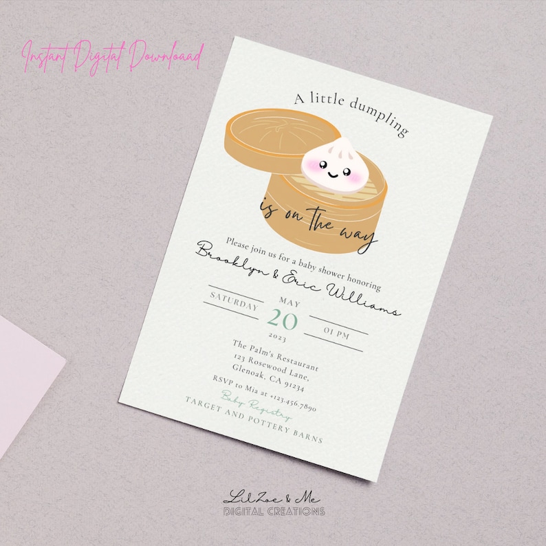 Little Dumpling Baby Shower Invitation/dumpling on the Way Dim Sum ...
