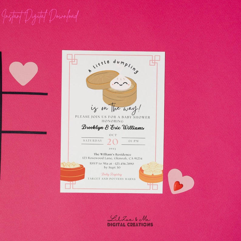 Little Dumpling Baby Shower Invitation/dumpling on the Way Dim Sum ...