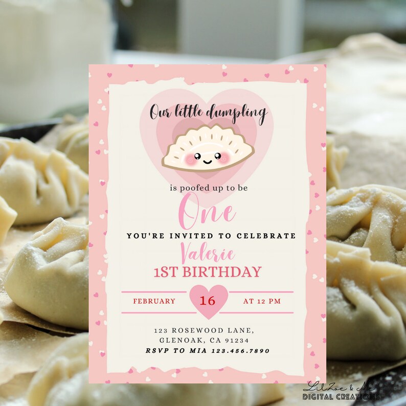 Little Dumpling Birthday Invitation/xiao Long Bao Baby Bao Bei Asian ...