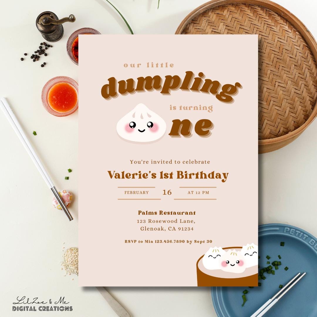 Dumpling Birthday Invitation, Dim Sum Party, Editable Printable ...