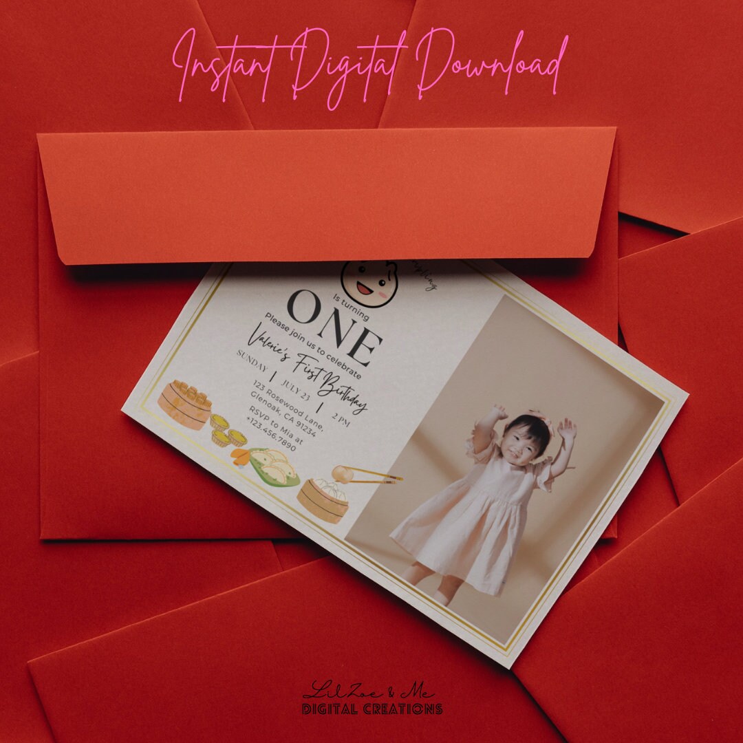 Little Dumpling Birthday Invitation Picture/baby Bao Asian Dimsum Bun ...