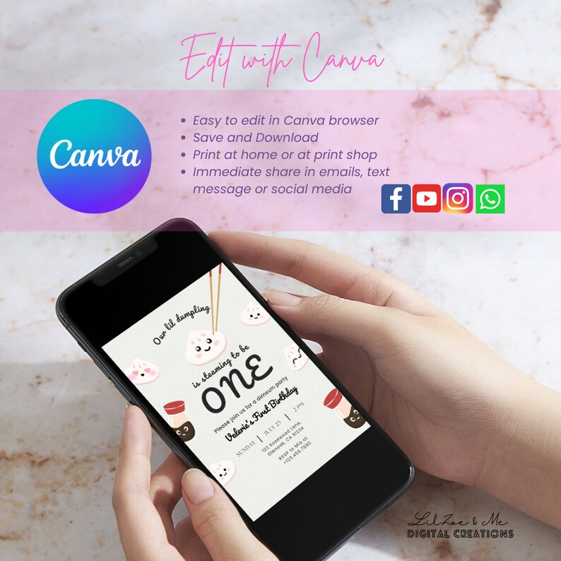 Little Dumpling Birthday Invitation/xiao Long Bao Bun Jiao Zi Dimsum ...