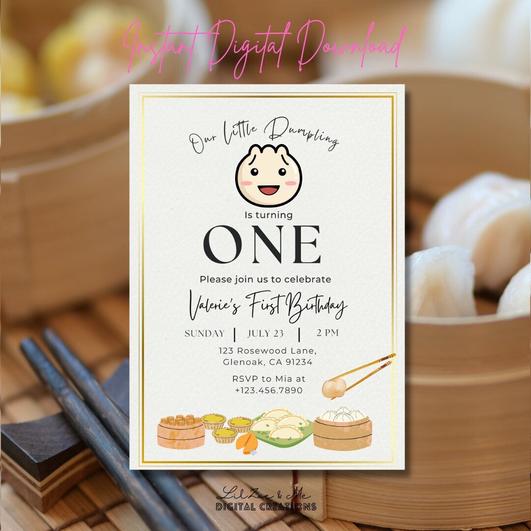 Dumpling 1st Birthday Invitation, Dim Sum Party (digital Download) - Etsy