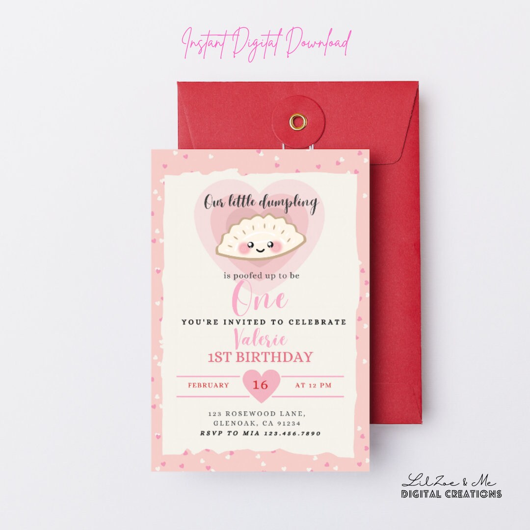 Little Dumpling Birthday Invitation/xiao Long Bao Baby Bao Bei Asian ...
