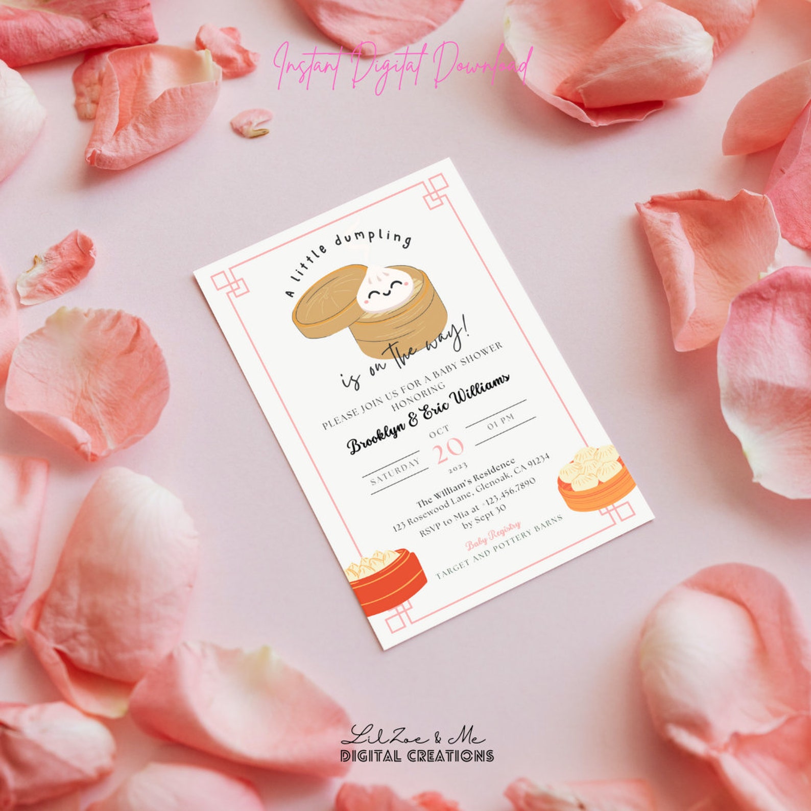 Little Dumpling Baby Shower Invitation/dumpling on the Way Dim Sum ...