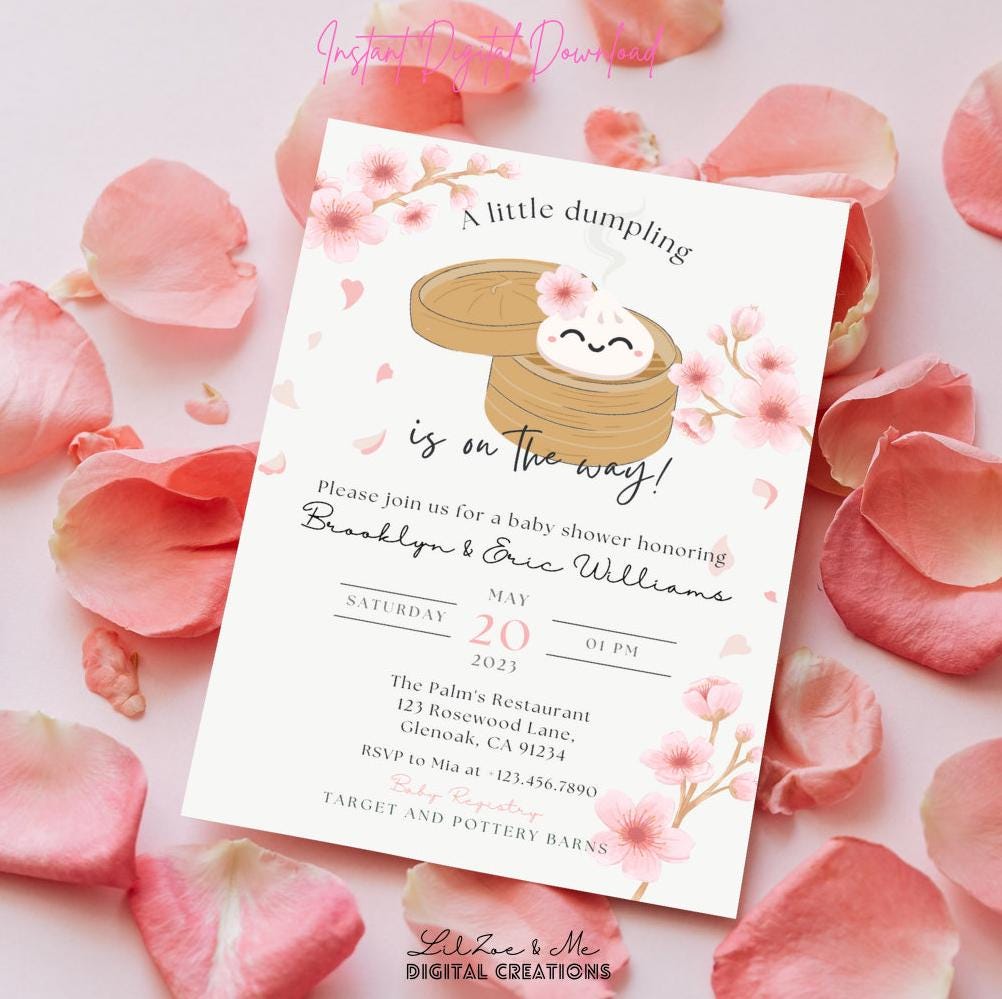 Little Dumpling Flower Baby Shower Invitation/dumpling on the Way ...