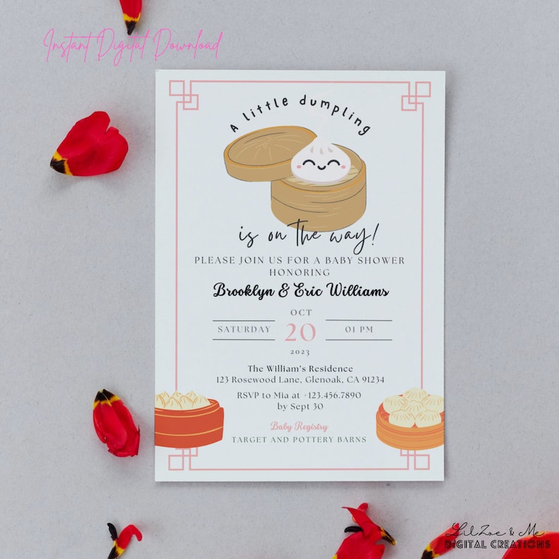 Little Dumpling Baby Shower Invitation/dumpling on the Way Dim Sum ...