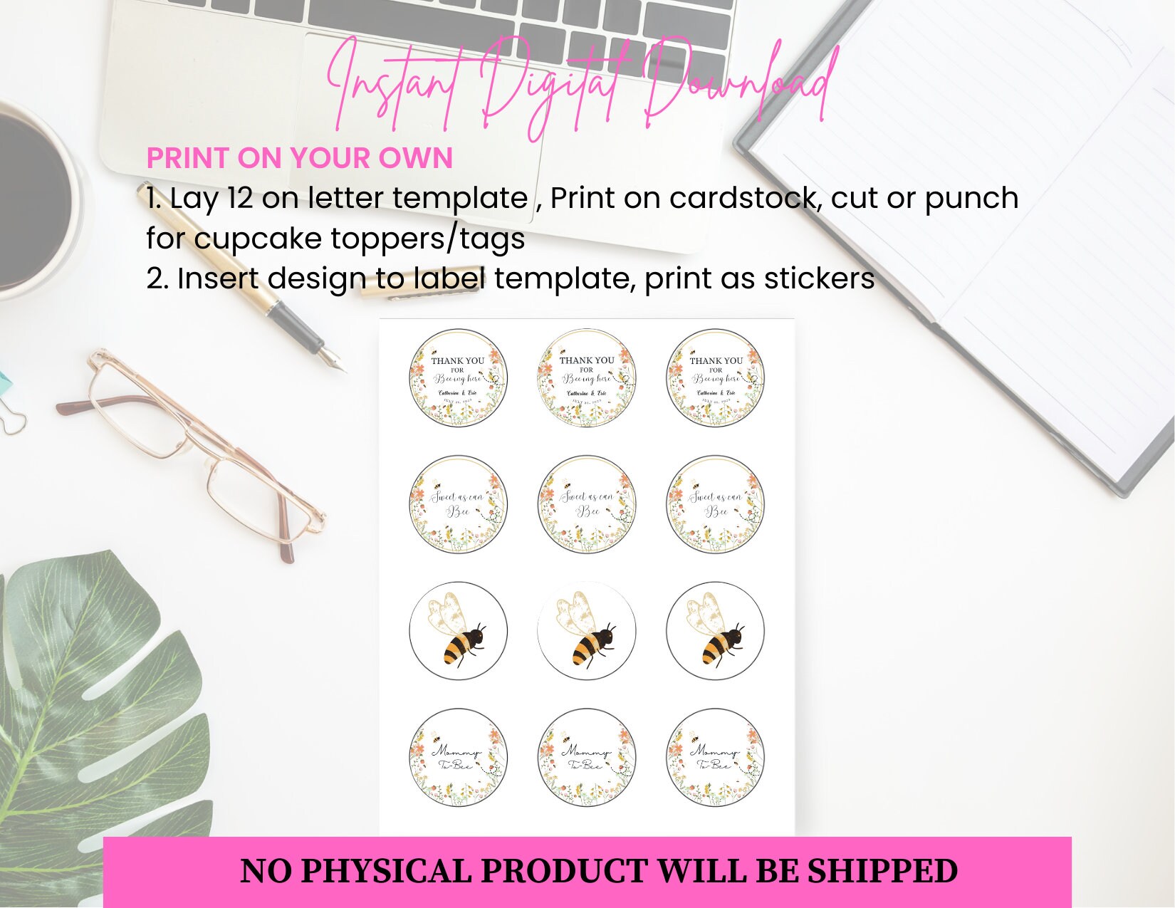 Mommy to Bee Cupcake Topper 2x2 Circle Round/favor Gift Tag Thank You ...