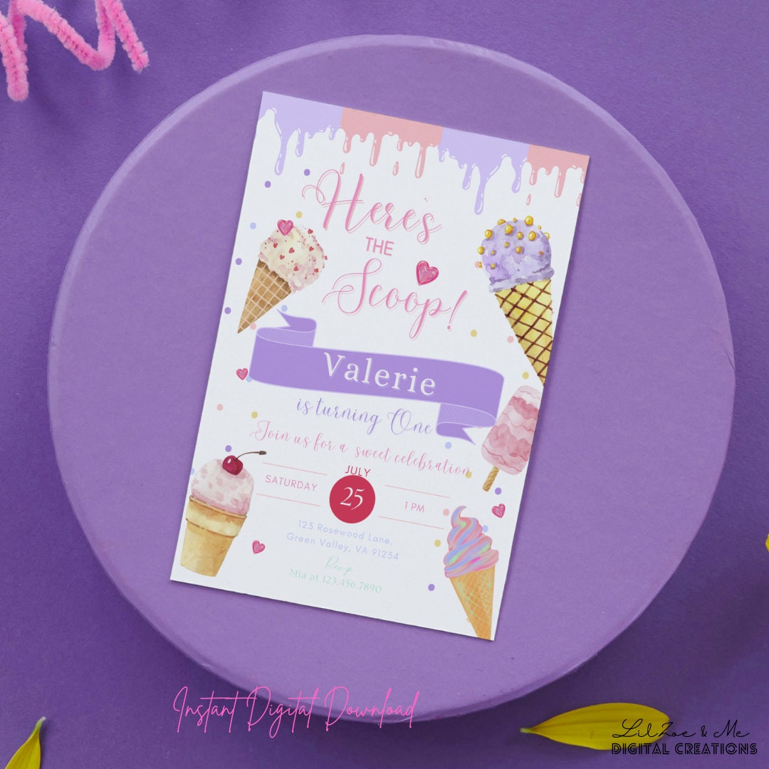 Ice Cream Too Sweet Birthday/here's the Scoop Ice Popsicle Summer Pool ...
