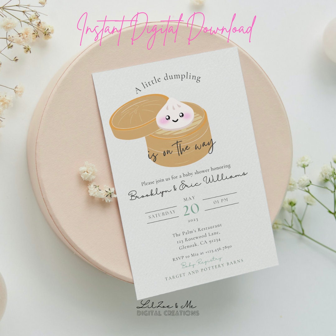 Little Dumpling Baby Shower Invitation/dumpling on the Way Dim Sum ...