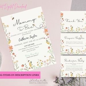 Mommy to Bee Cupcake Toppers, Baby Shower Favor Tags (digital Printable ...