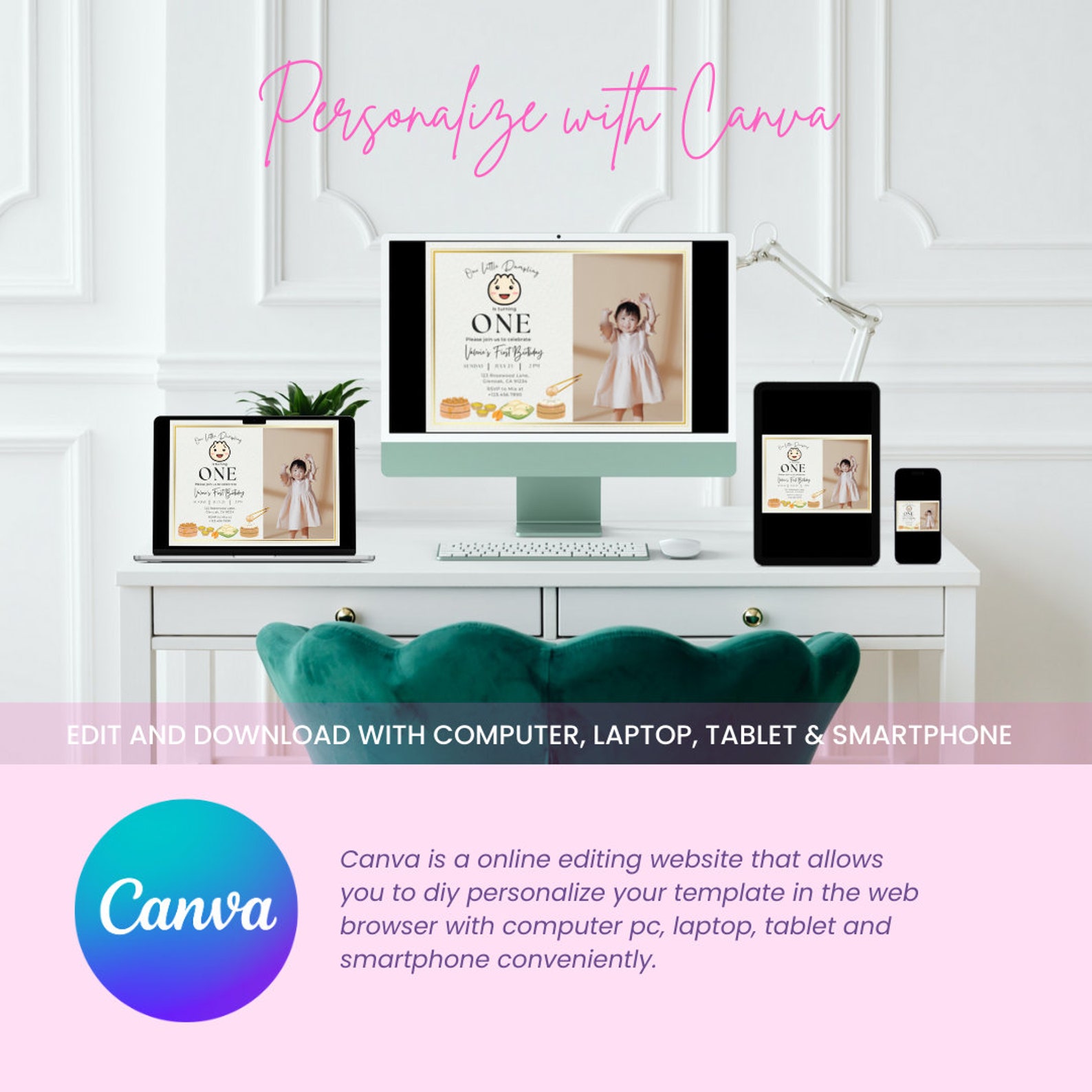 Little Dumpling Birthday Invitation Picture/baby Bao Asian Dimsum Bun ...