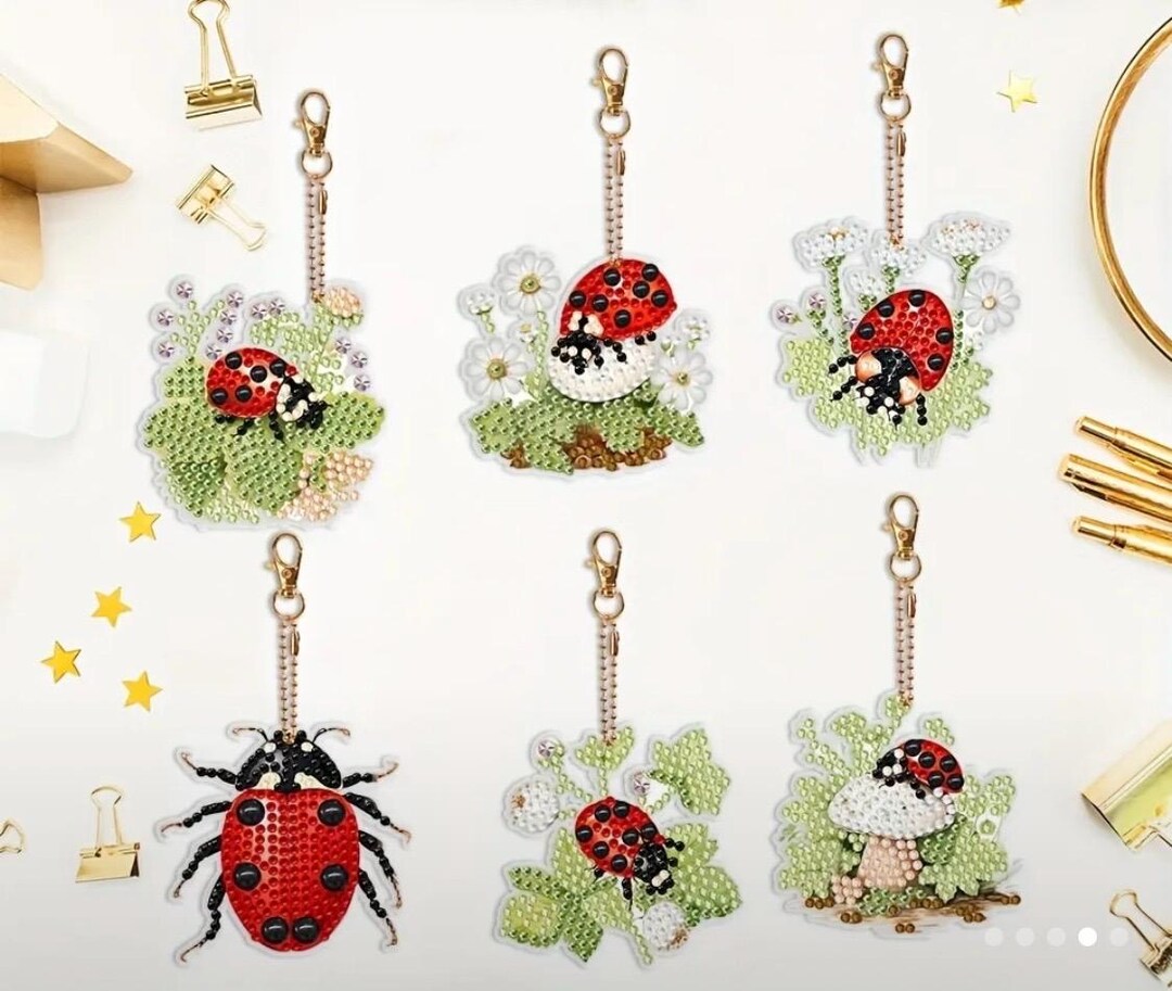 US Seller. Ladybug Diamond Painting Ornaments/keychains, Thin, Flexible ...